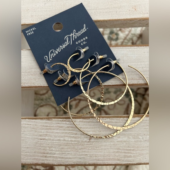 Universal Thread | Jewelry | 3 Sets Gold Hoop Earrings | Poshmark